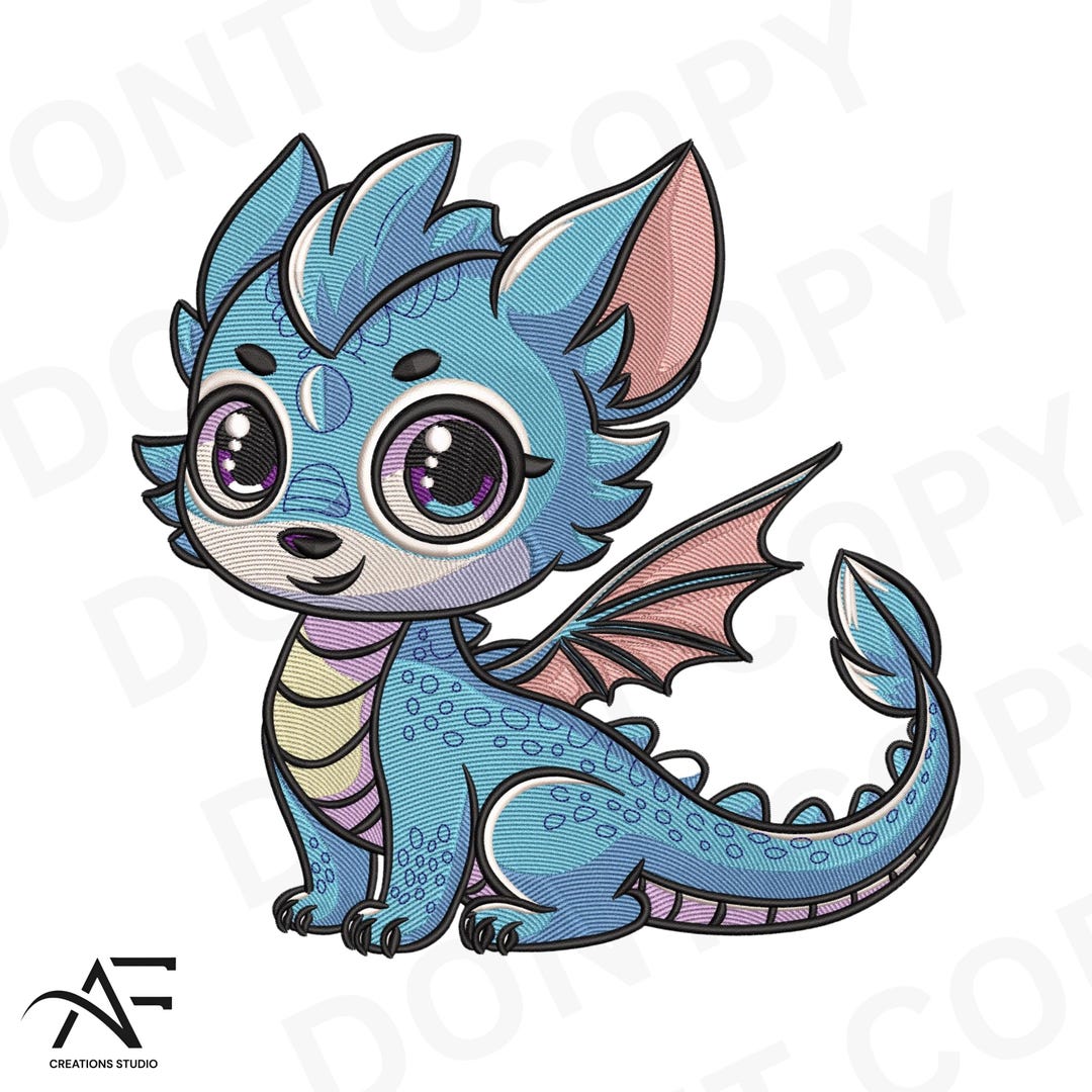 Cute Flying Dragon Embroidery Design, Mini Dragon Machine Embroidery ...