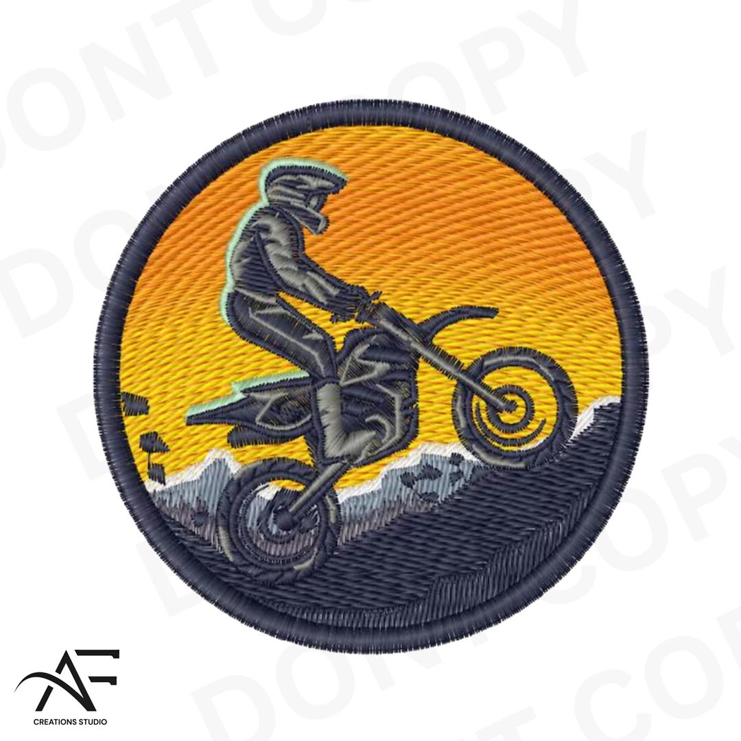 Motocross Embroidery Design, Dirt Bike Machine Embroidery File, Extreme ...