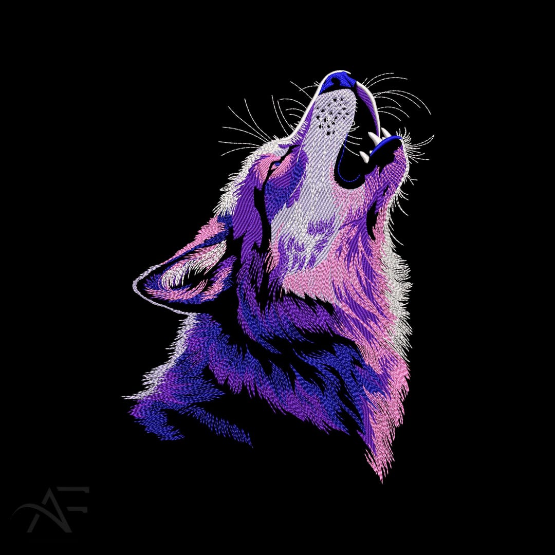 Howling Wolf Embroidery Design, Wildlife Animal Machine Embroidery File ...