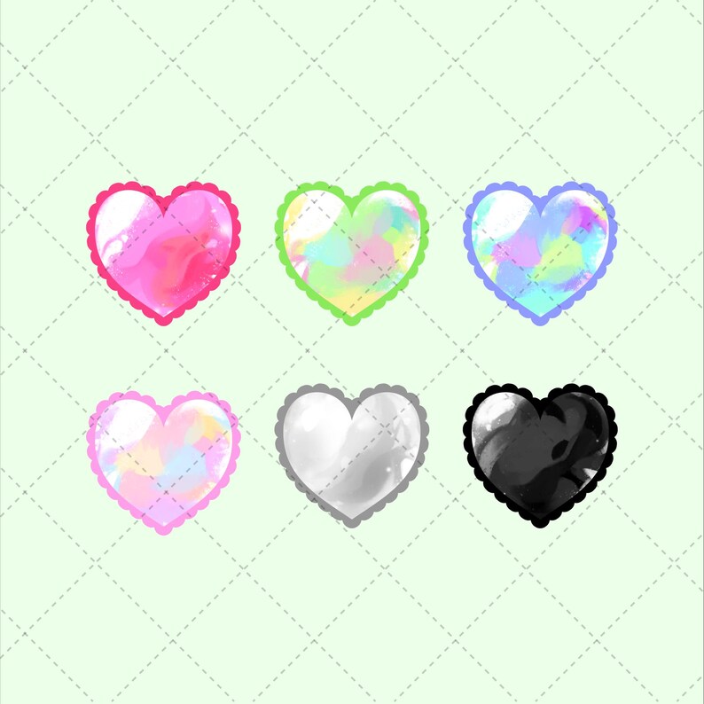 Rainbow Heart Gem Stickers | Digital Sparkly Clipart PNG | Rainbow ...