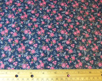Vintage Navy Calico Fabric | Etsy