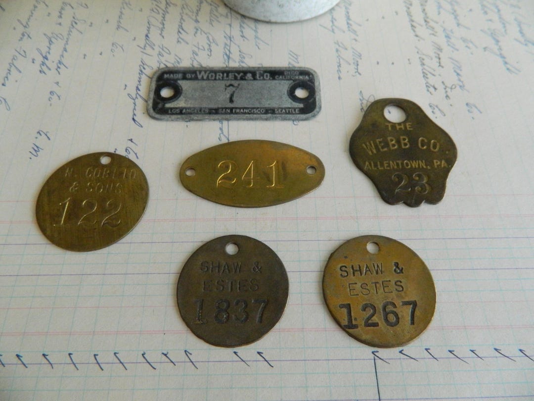 Vintage Brass / Metal Numbered Tags - Set of 6 - Etsy