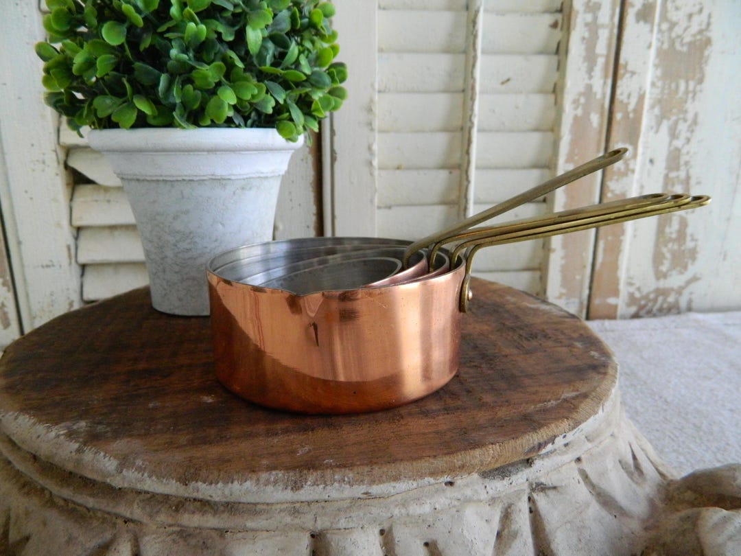 Vintage Copper Measuring Cups With Brass Handles - Set of 4 - Etsy
