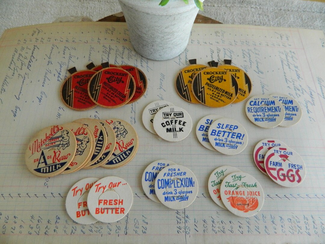 Vintage Milk Bottle Advertising Tabs - Set of 30 - Etsy
