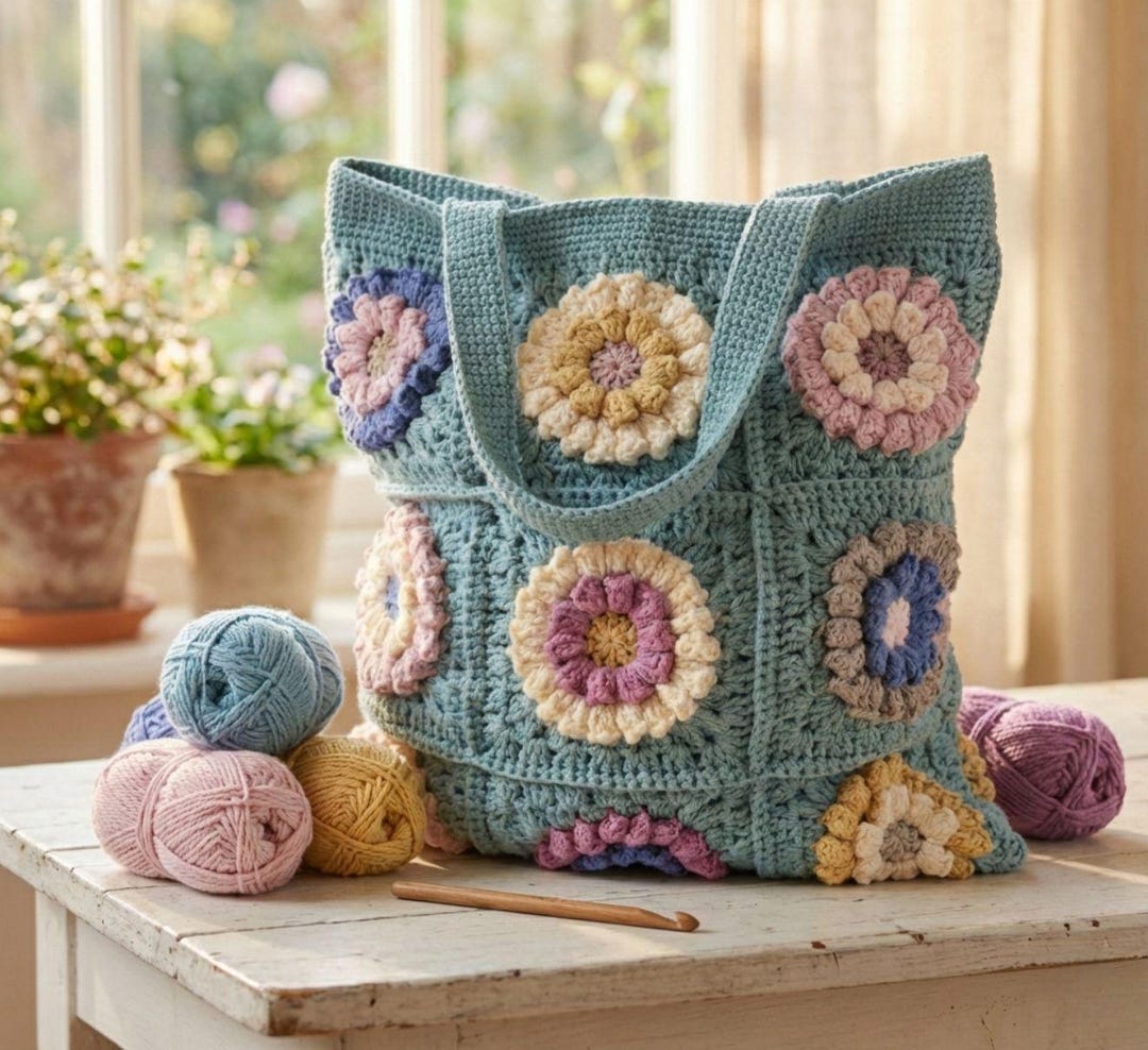 Crochet Pattern: 3D Flower Granny Square Bag (english Only PDF) - Etsy