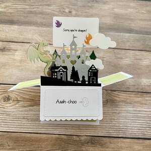 3D Box Pop up Get Well Card, Dragon Theme, Sorry You're Dragon, Achoo ...