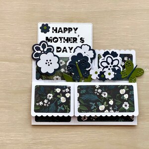 3D Box Pop up Card, Happy Mother's Day, Floral Theme, Blue White Green ...