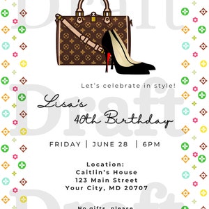 Customized Party Invitation, Personalized High End Purse and Shoes ...