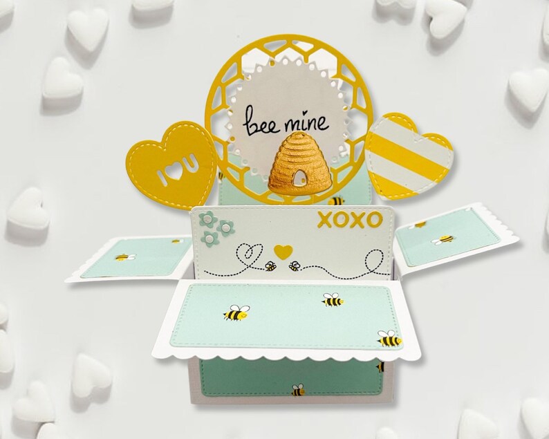 3D Box Box Pop up Valentine's Day Card Bee Theme Bee - Etsy