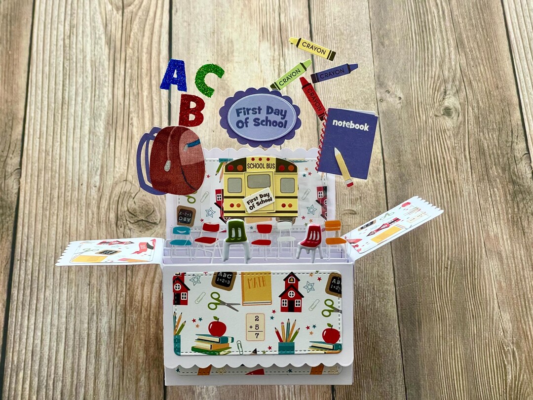 3D Box Pop up Teacher Thank You Card L First Day of School L Folds Flat ...