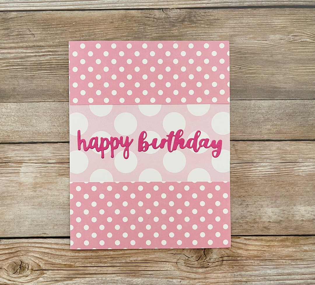 Happy Birthday, Polka Dots, Pink White, Blank Inside, Free US Shipping ...