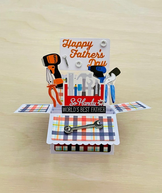 3D Box Pop up Father's Day Card Tool Theme Handy Dad - Etsy