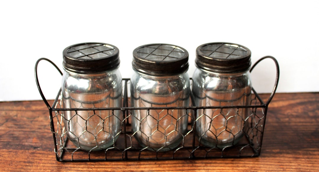 Handmade, Set of 3 Mercury Glass Antique Finished Pint Jars in a Rustic ...