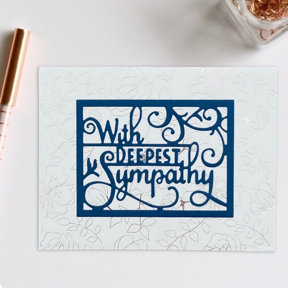 Sympathy Card Condolences White With Silver Filagree Navy - Etsy
