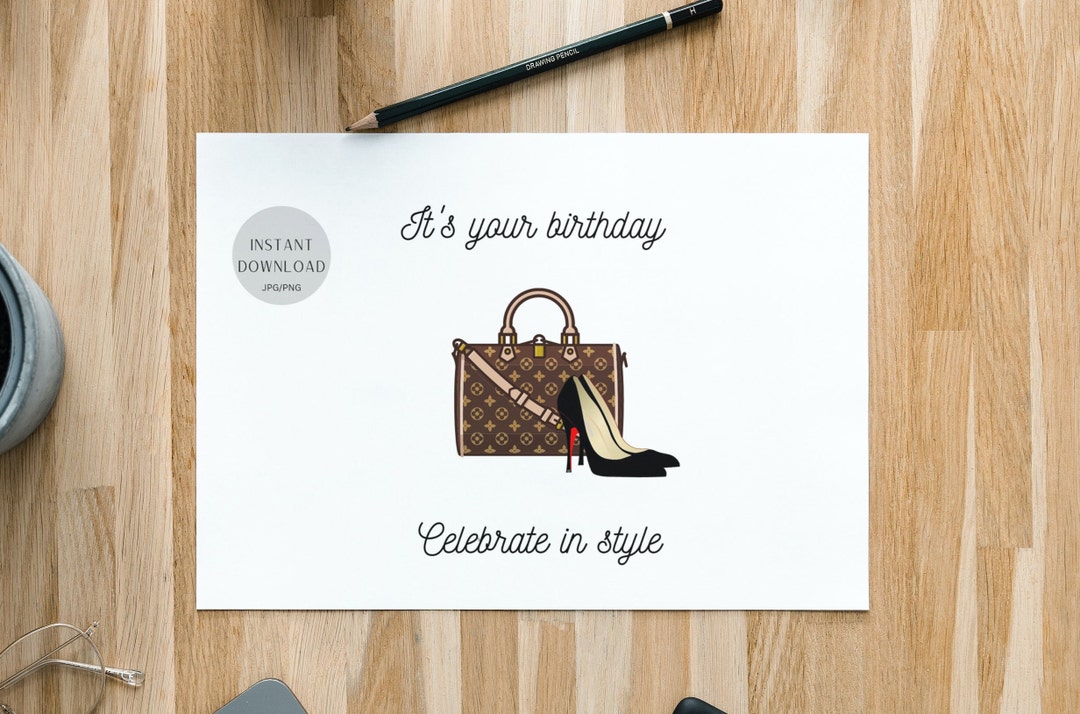 Print at Home Birthday Card L Celebrate in Style L Elegant Purse Shoes ...