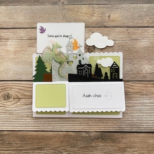 3D Box Pop up Get Well Card, Dragon Theme, Sorry You're Dragon, Achoo ...