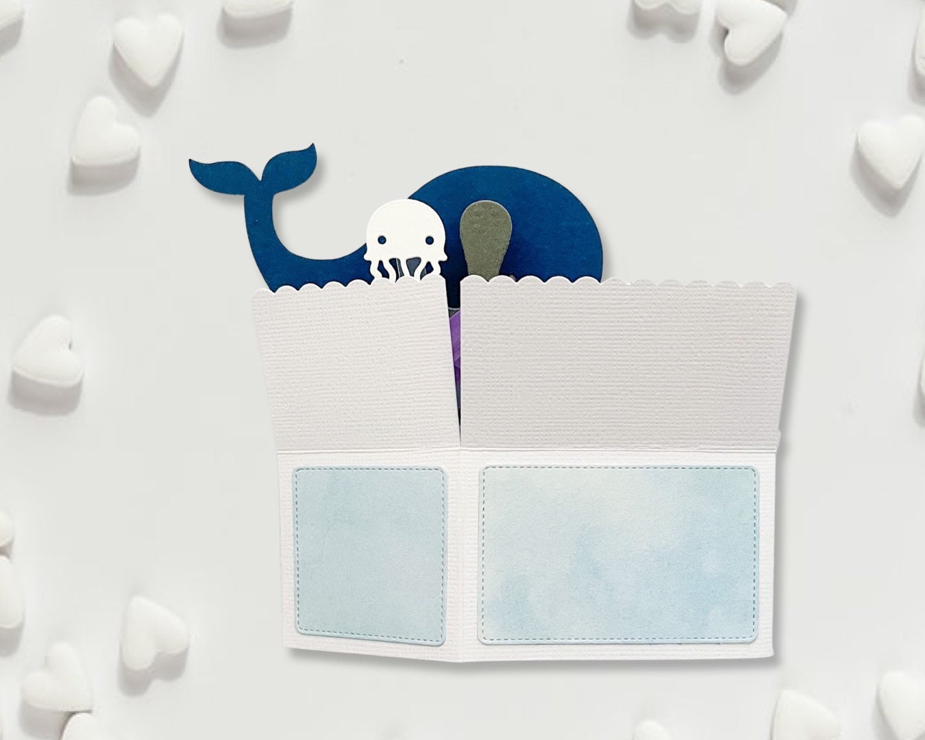 Valentines Cards Sea Creatures Folds Flat to Mail Whale Octopus Crab ...