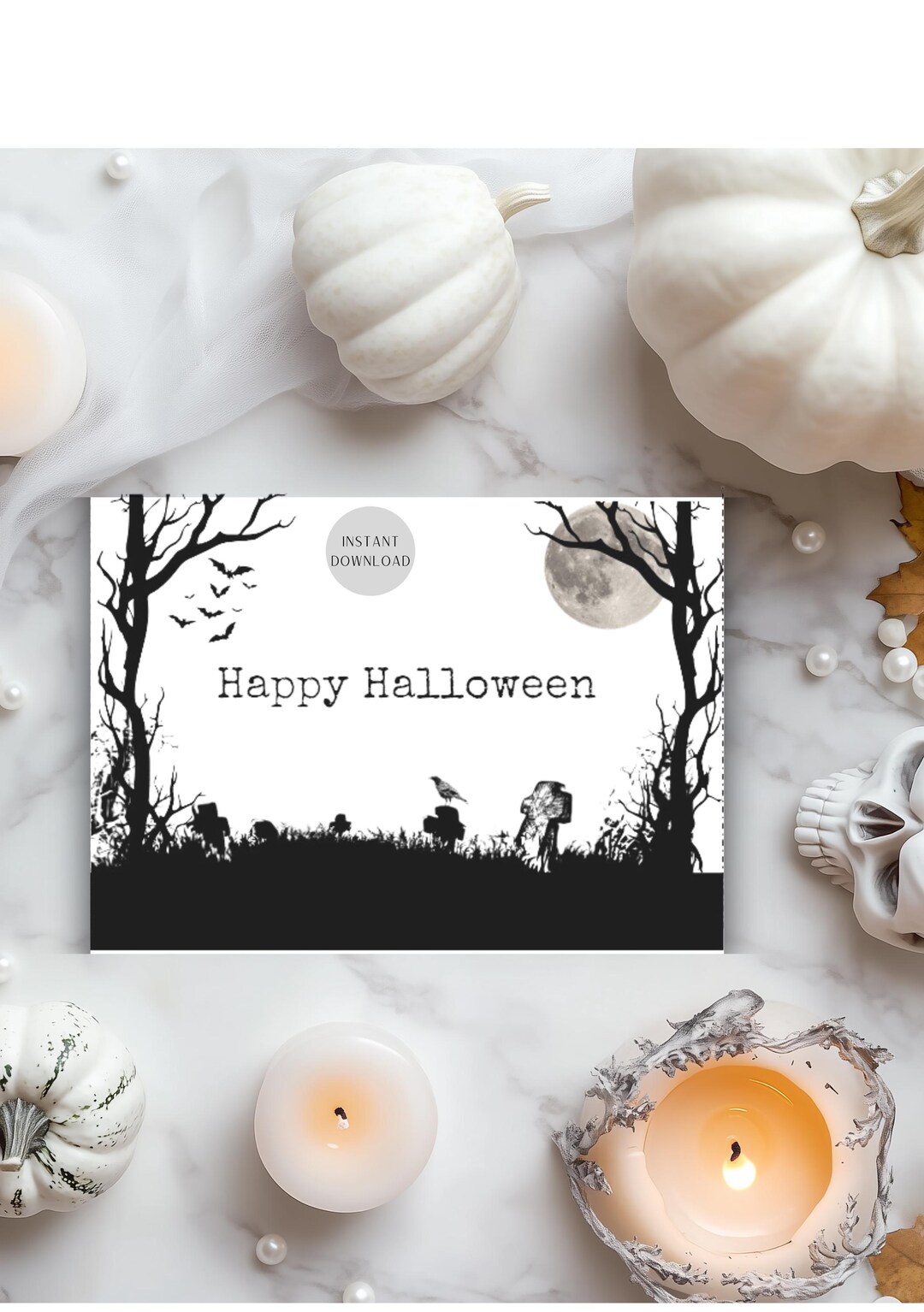 Cat Bat Halloween Card, 5x7 Card, Instant Download JPG/PNG/PDF, Print ...