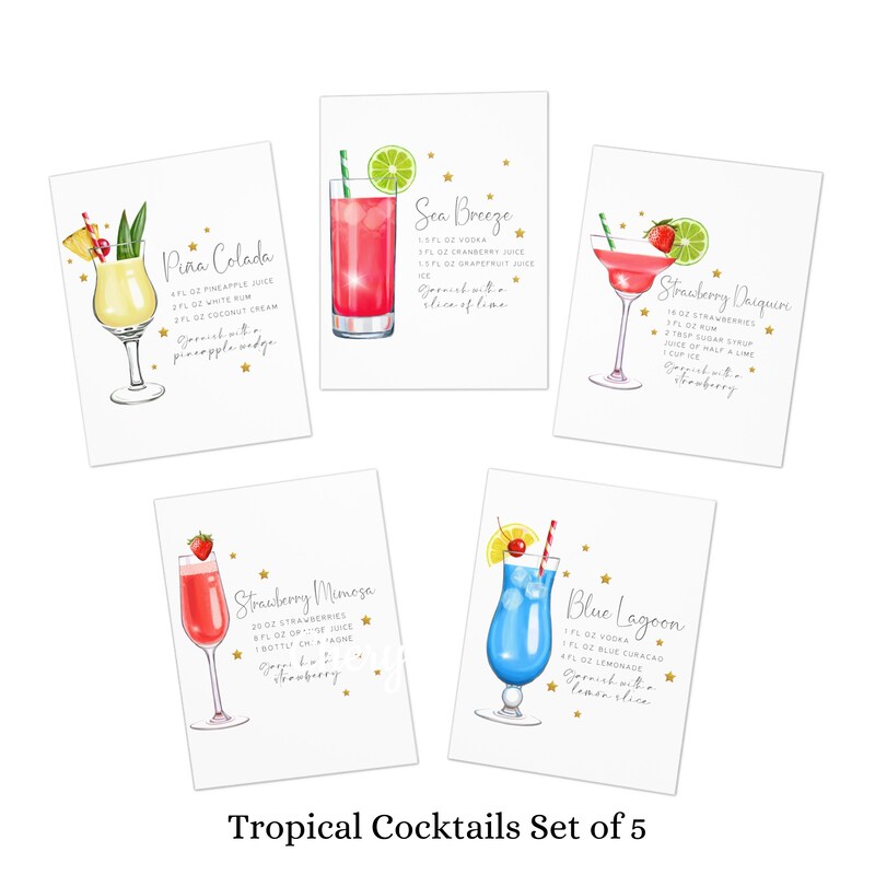 Drink Recipe Cards - Etsy