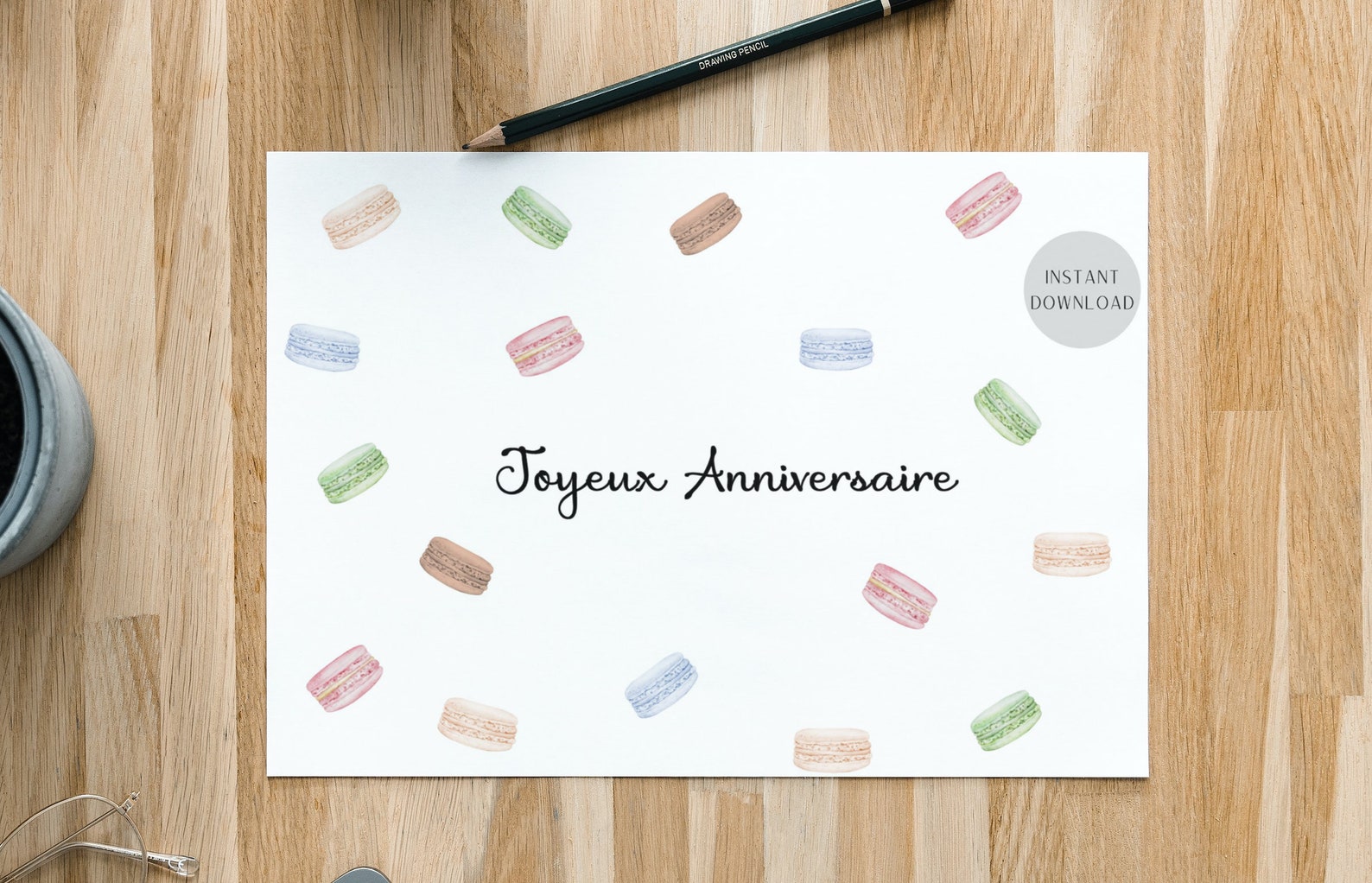 Instant Download Print at Home French Birthday Card Joyeux - Etsy