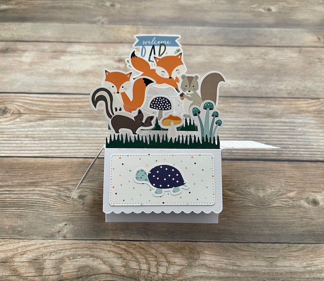 3D Box Pop up Baby Card Gender Neutral L Baby Shower L Welcome Baby L ...