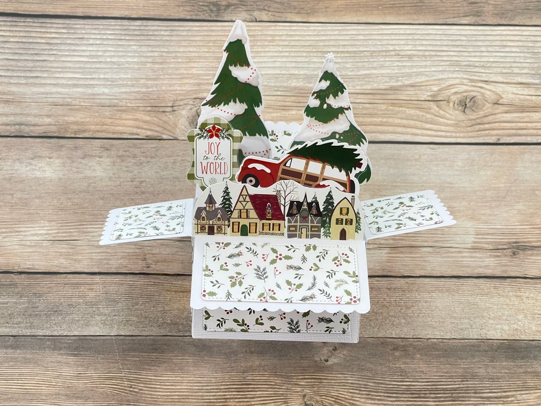 3D Box Pop up Christmas Card Vintage Station Wagon Quaint - Etsy