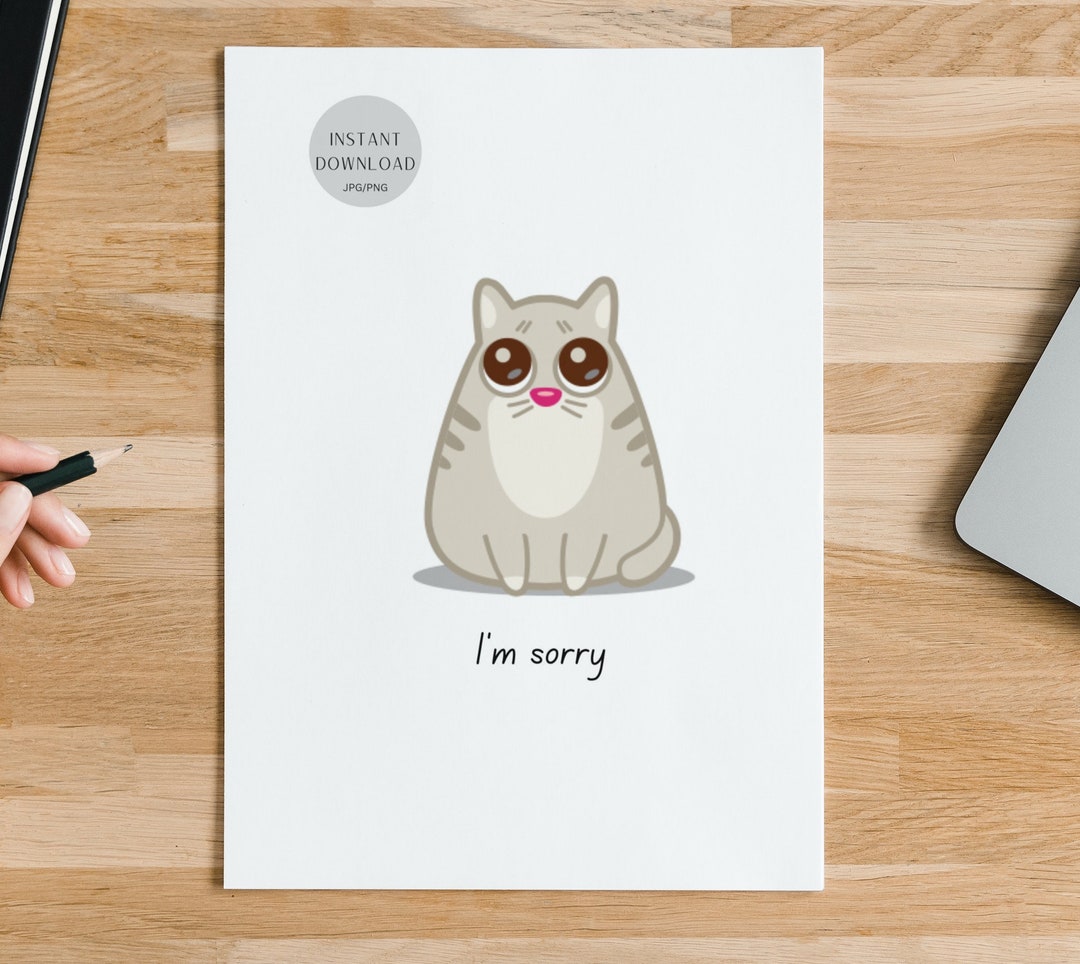 5x7 Card, Instant Download JPG/PNG, Print at Home Apology Card, Sorry ...