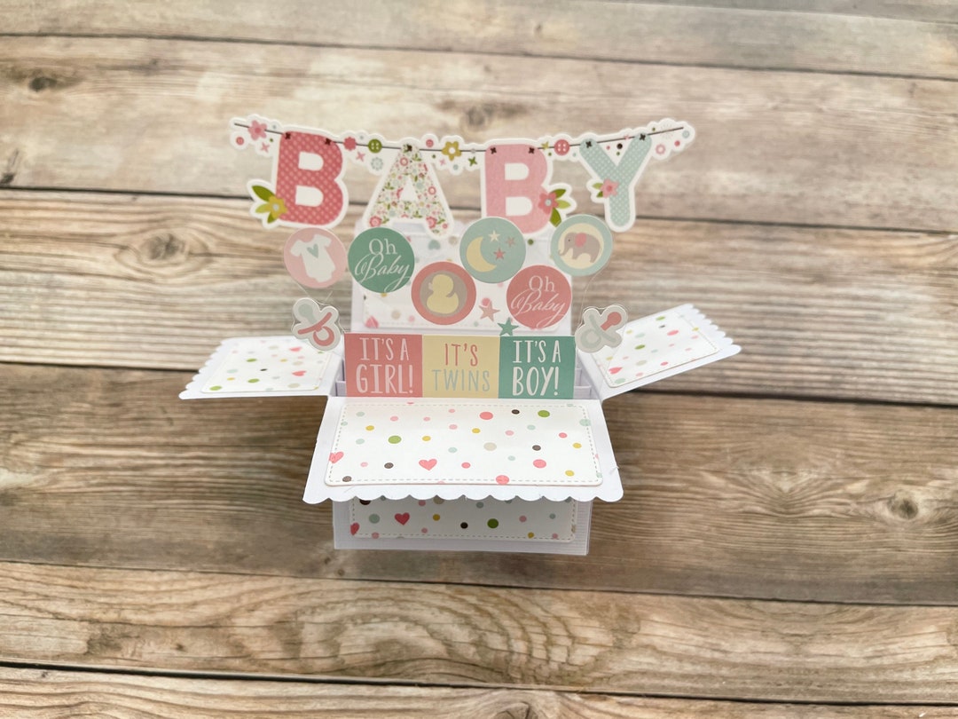 3D Box Pop up Baby Card Gender Neutral, Baby Shower, Congratulations ...
