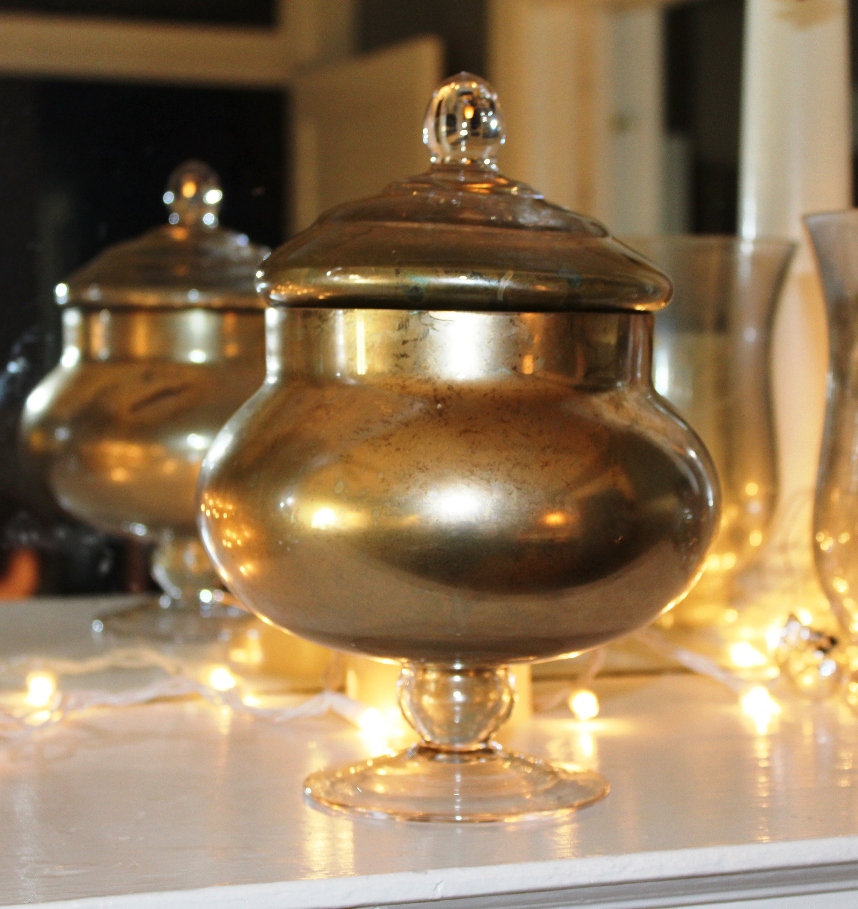 Hand Antiqued Mercury Glass Apothecary Jar Centerpiece Etsy