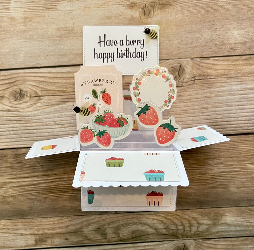 3D Box Pop up Birthday Card Berry Pun Theme Have a Berry - Etsy