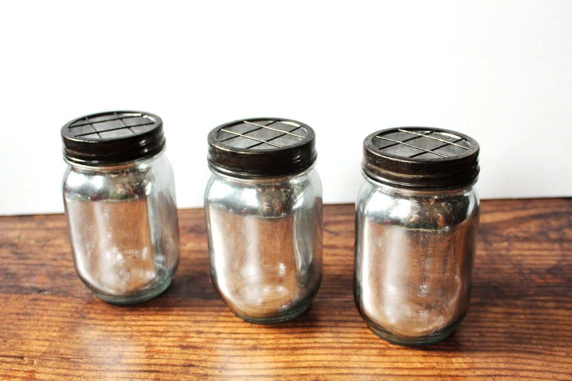 Handmade Set of 3 Mercury Glass Antique Finished Pint Jars in - Etsy