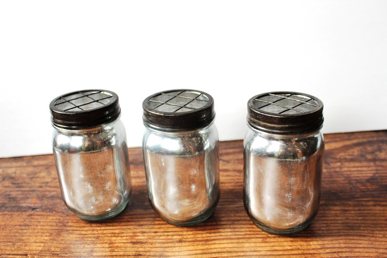 Handmade Set of 3 Mercury Glass Antique Finished Pint Jars in - Etsy