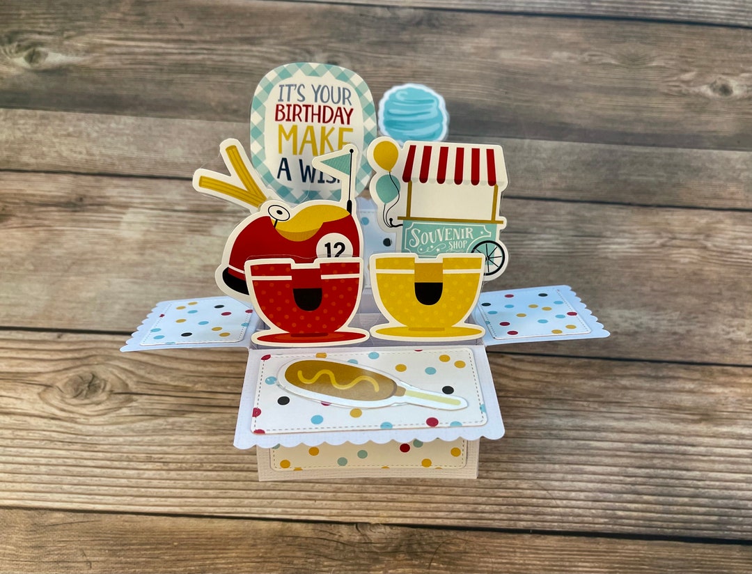 3D Box Pop up Birthday Card L Amusement Park Theme L Carnival Rides L ...