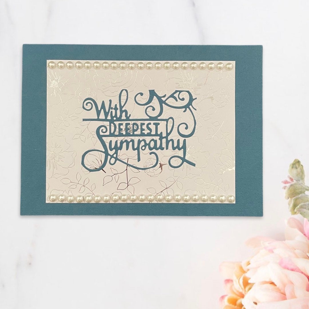 Sympathy Card Condolences White With Silver Filagree Navy - Etsy