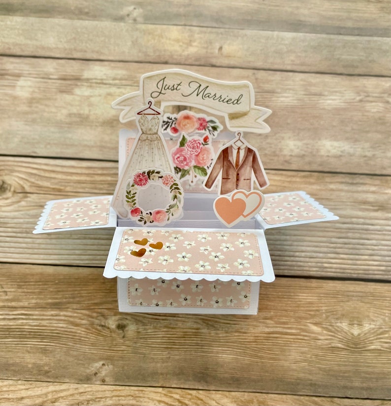 3D Box Pop up Wedding Card Cute and Clever Just Married - Etsy