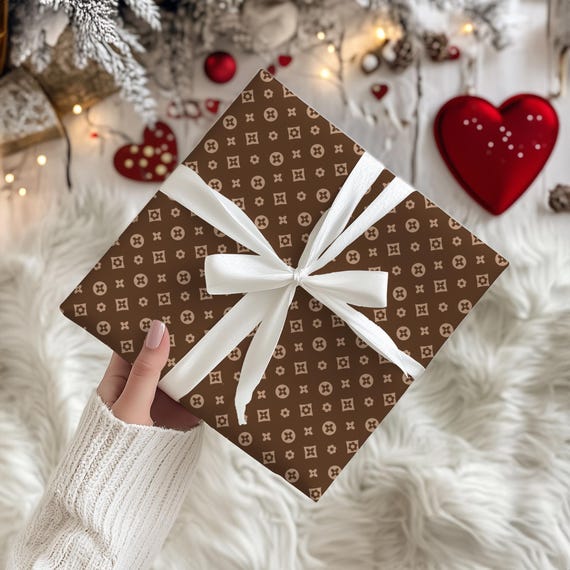 Chic Style Print Brown and Beige Pattern Gift Wrap Paper L Birthday Wrapping Paper L Two Sizes L Satin Finish L Black and Gray Gift Wrap Etsy