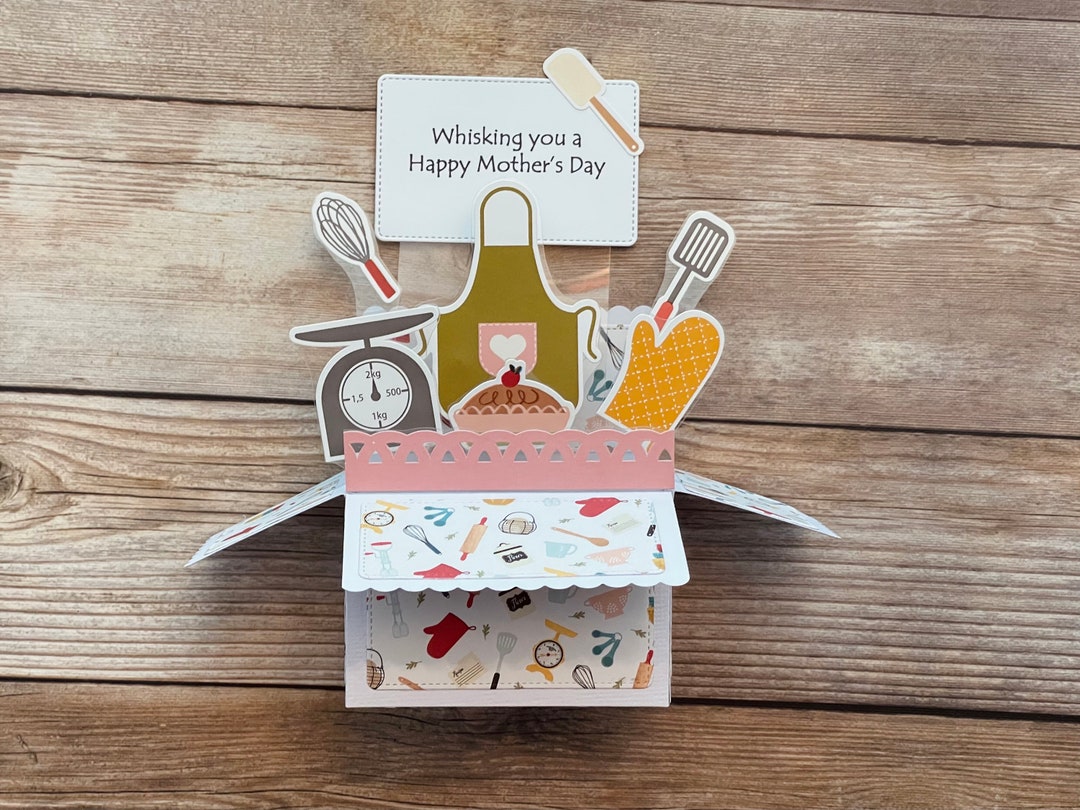 3D Box Mother's Day Pop up Card, Baking Theme, Whisking You a Happy ...