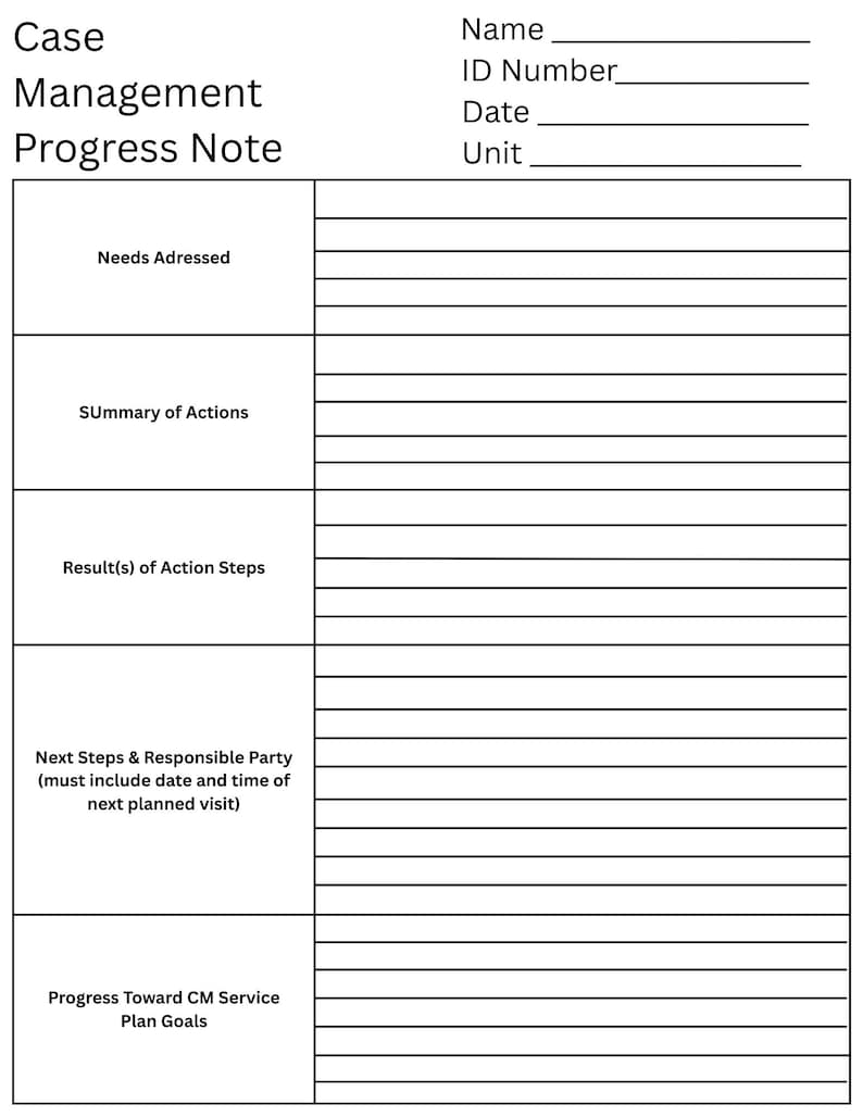 Case Management Progress Note - Etsy