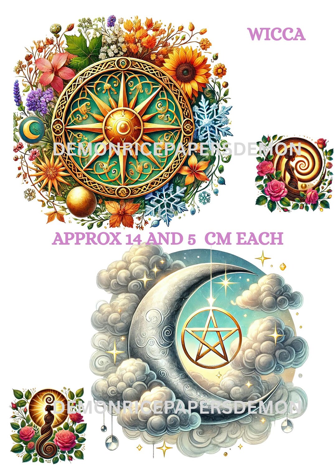 Laser Printed A4 Decoupage Rice Paper Wicca Symbols UK Made - Etsy