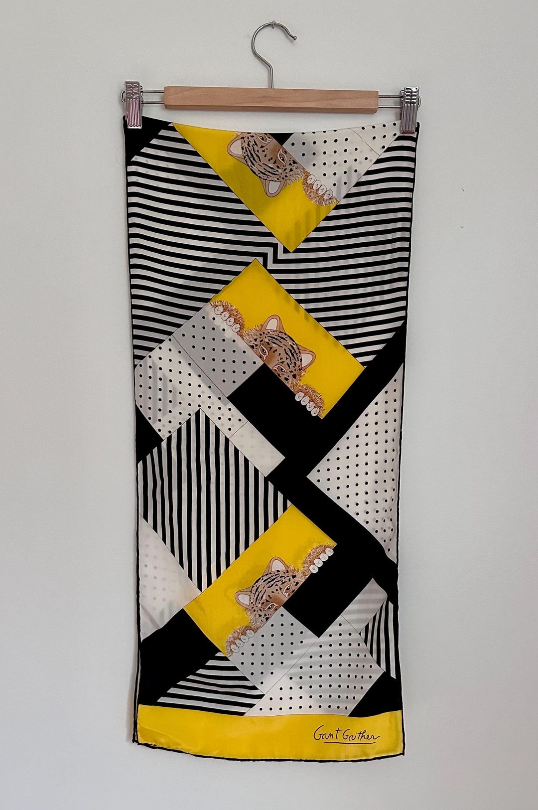 Vintage Gant Gaither Silk Scarf Long Black and White Stripes, Peeking ...