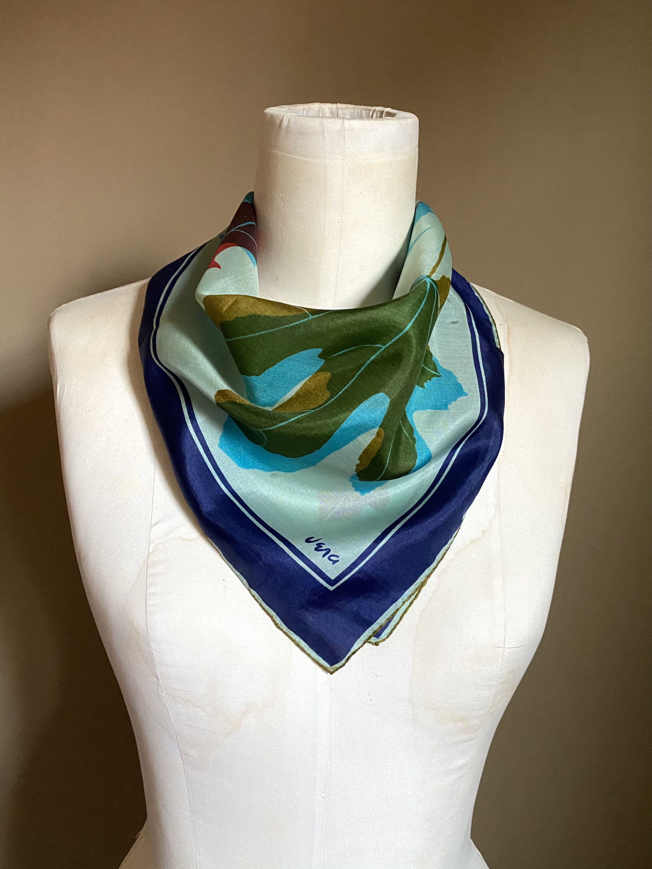 Vintage Vera Neumann Silk Scarf - 1950s Silk Screened Leaves and Acorns ...