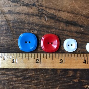 Set of 12 Colt Buttons 8 Pattern Three Sizes, Red White and Light Blue ...