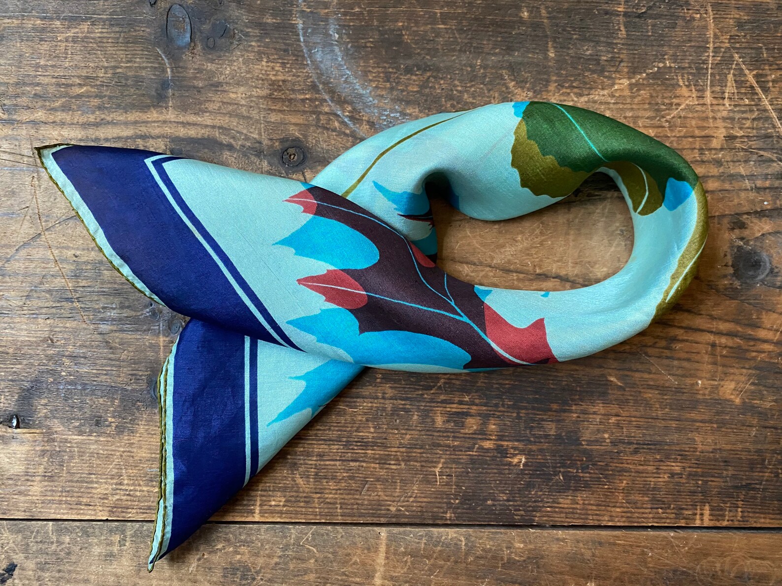 Vintage Vera Neumann Silk Scarf - 1950s Silk Screened Leaves and Acorns ...