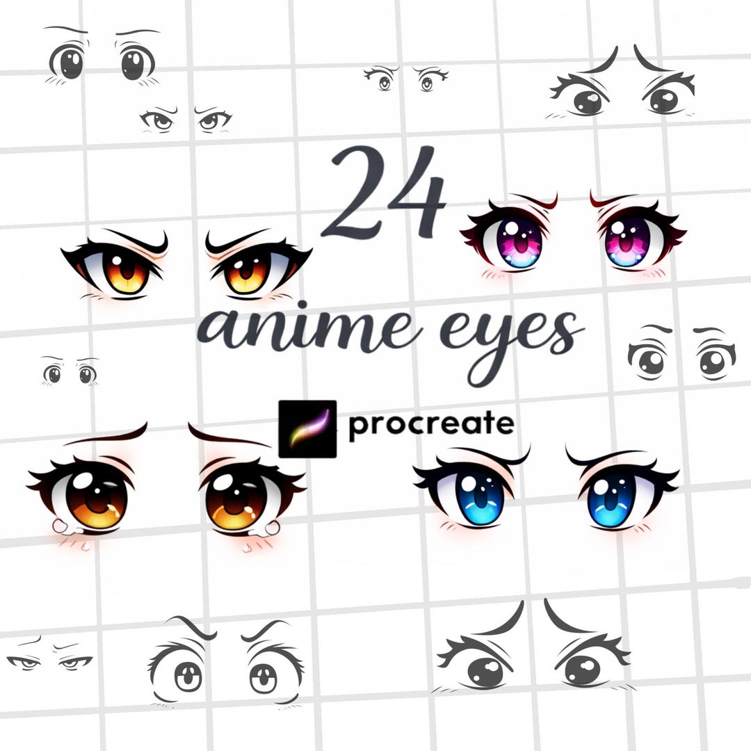 Anime Eyes Procreate Digital Stamps Anime Portrait Manga Eyes Brush Set ...