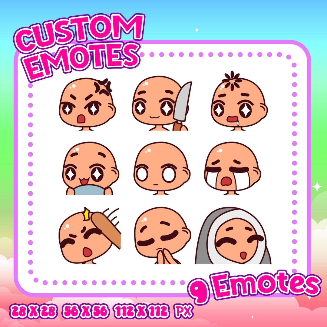 Cute Baby Twitch Emotes, 9 Kawaii Expression Pngs for Streamers, Ready ...