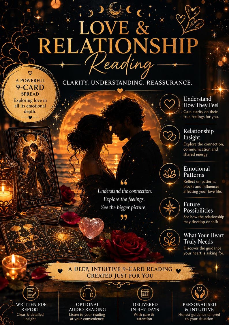 Love Relationship Tarot Reading | 9-card Soulmate Insight (pdf/audio ...