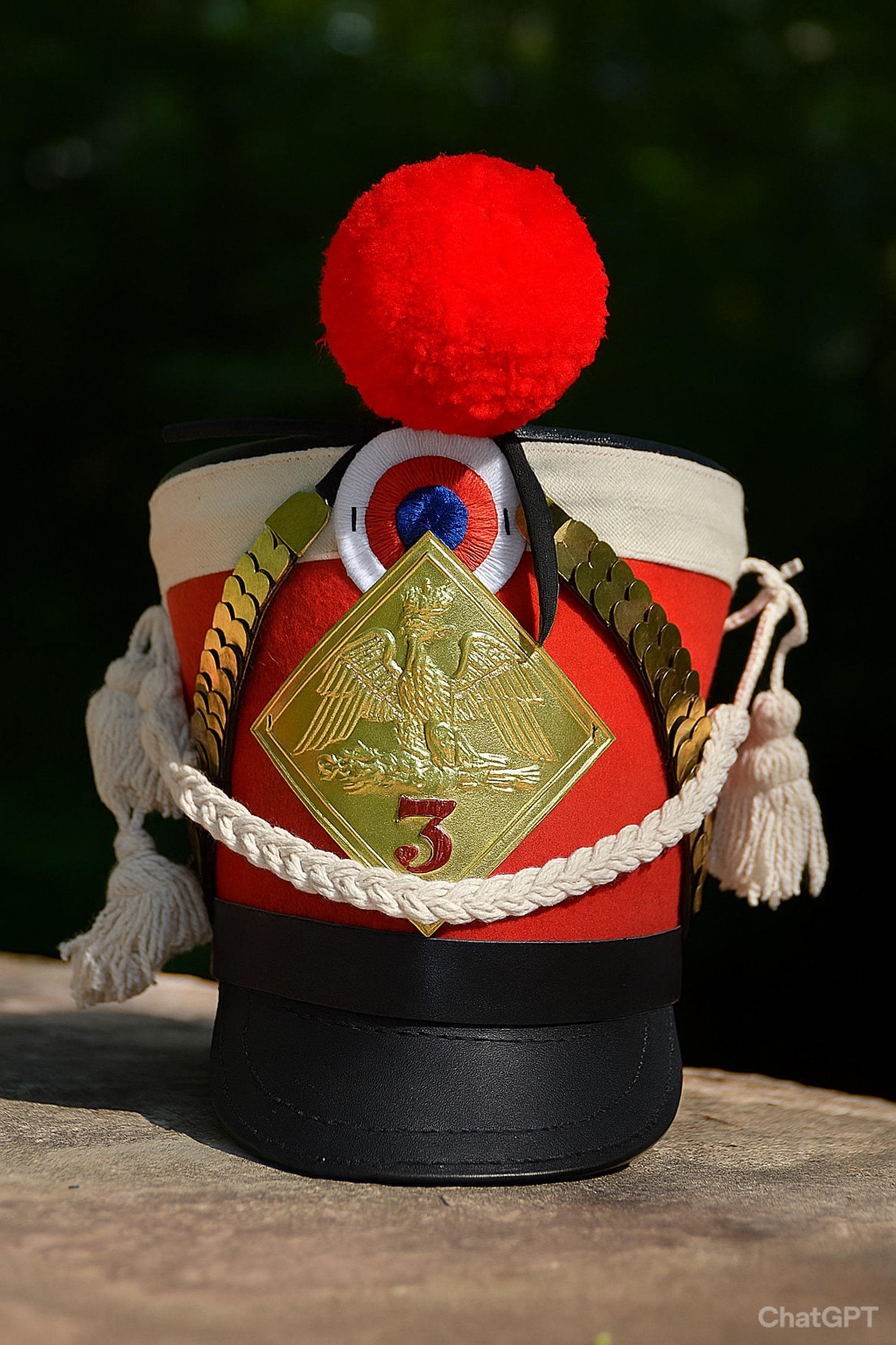 French Napoleonic Shako Helmet: Cowhide Leather, Red Pom-pom - Etsy