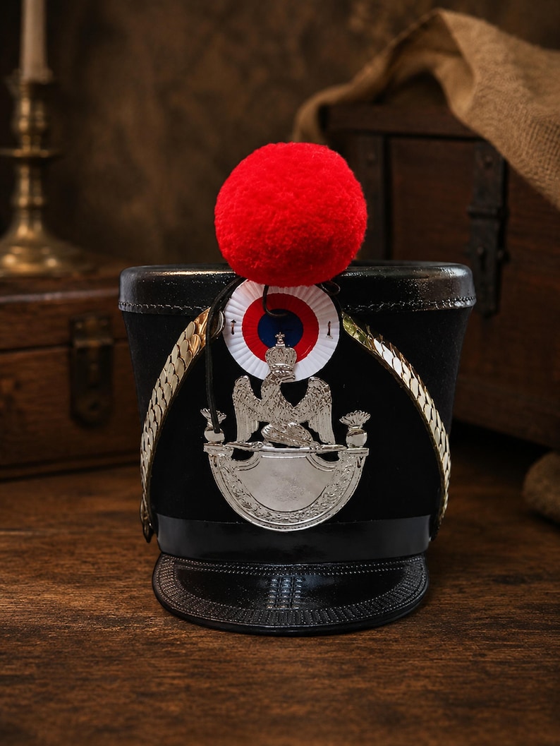 Napoleonic Shako Hat | French Infantry Replica Military Headgear, Red ...