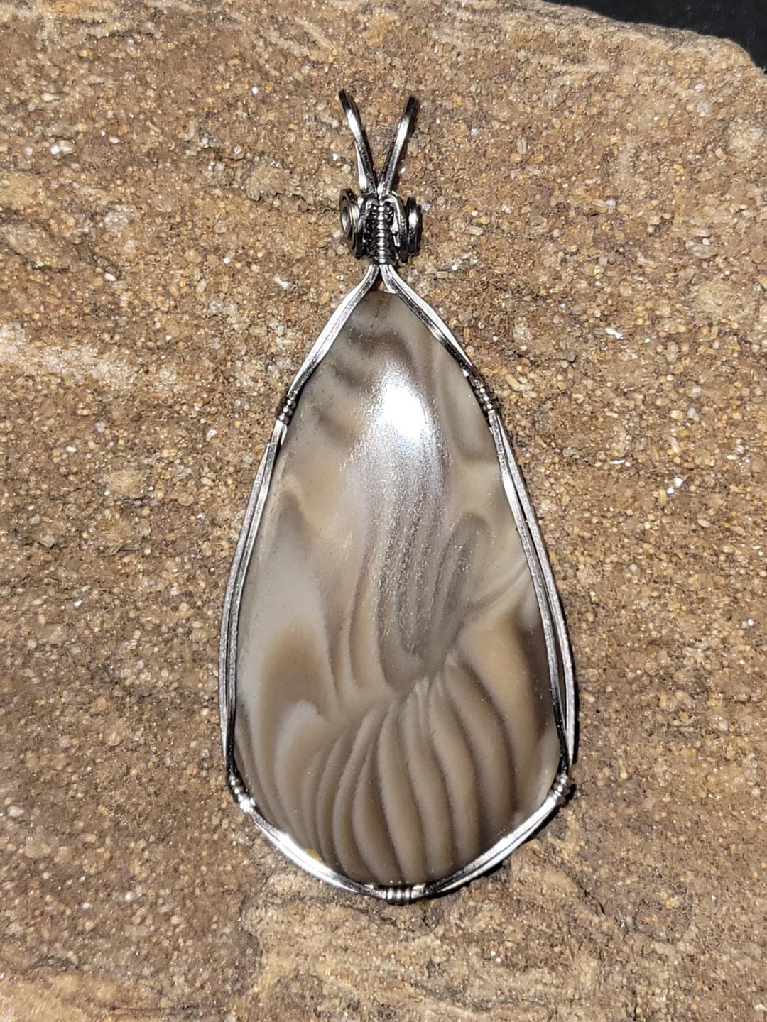 Polish Flint Stainless Steel Wire Wrapped Pendant - Etsy
