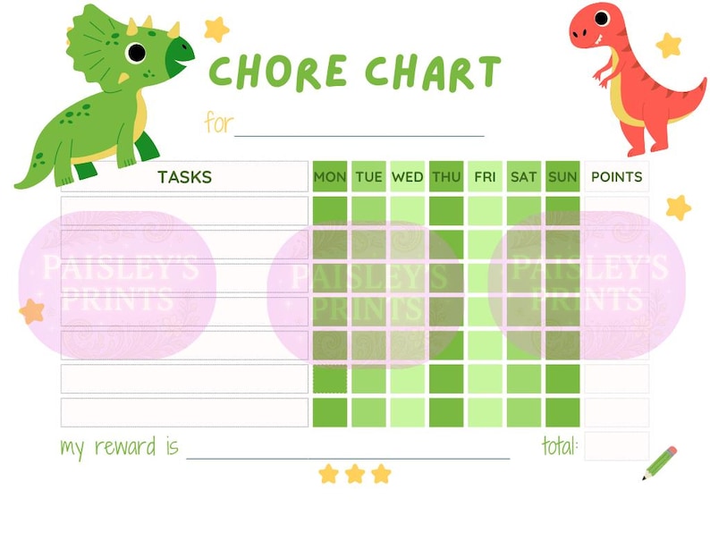 Dinosaur Chore Chart for Kids – Editable - Printable Reward Chart ...